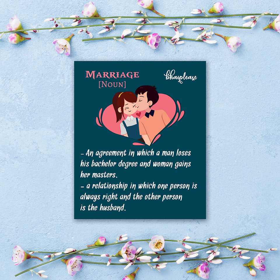 Marriage Noun Wooden Fridge / Refrigerator Magnet – Bhai Please India