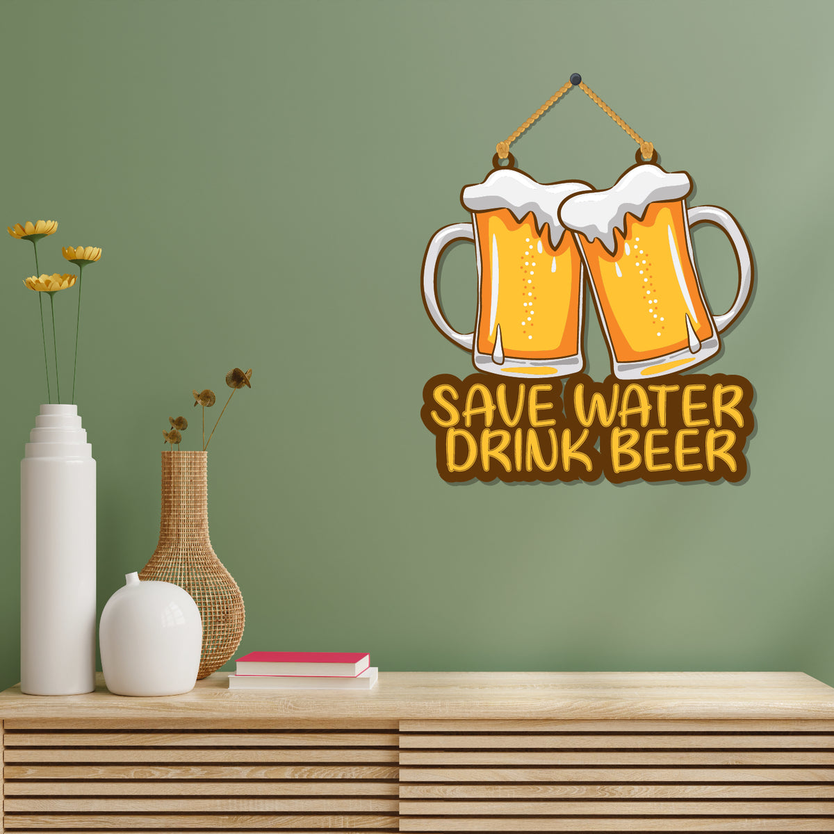 Save Water Drink Beer Wooden Wall Hanging – Bhai Please India